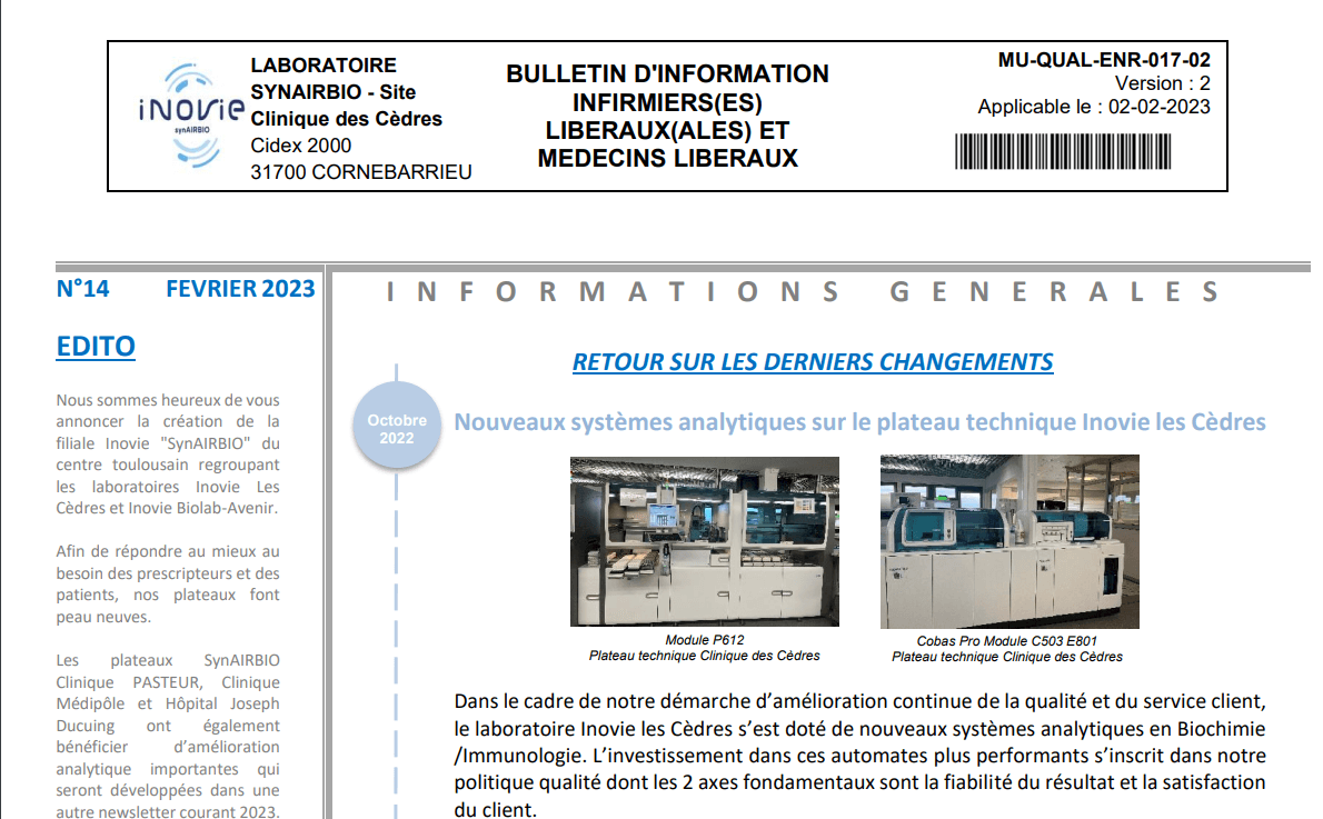Bulletin d'information SynAIRBIO - Février 2023 – INOVIE +me