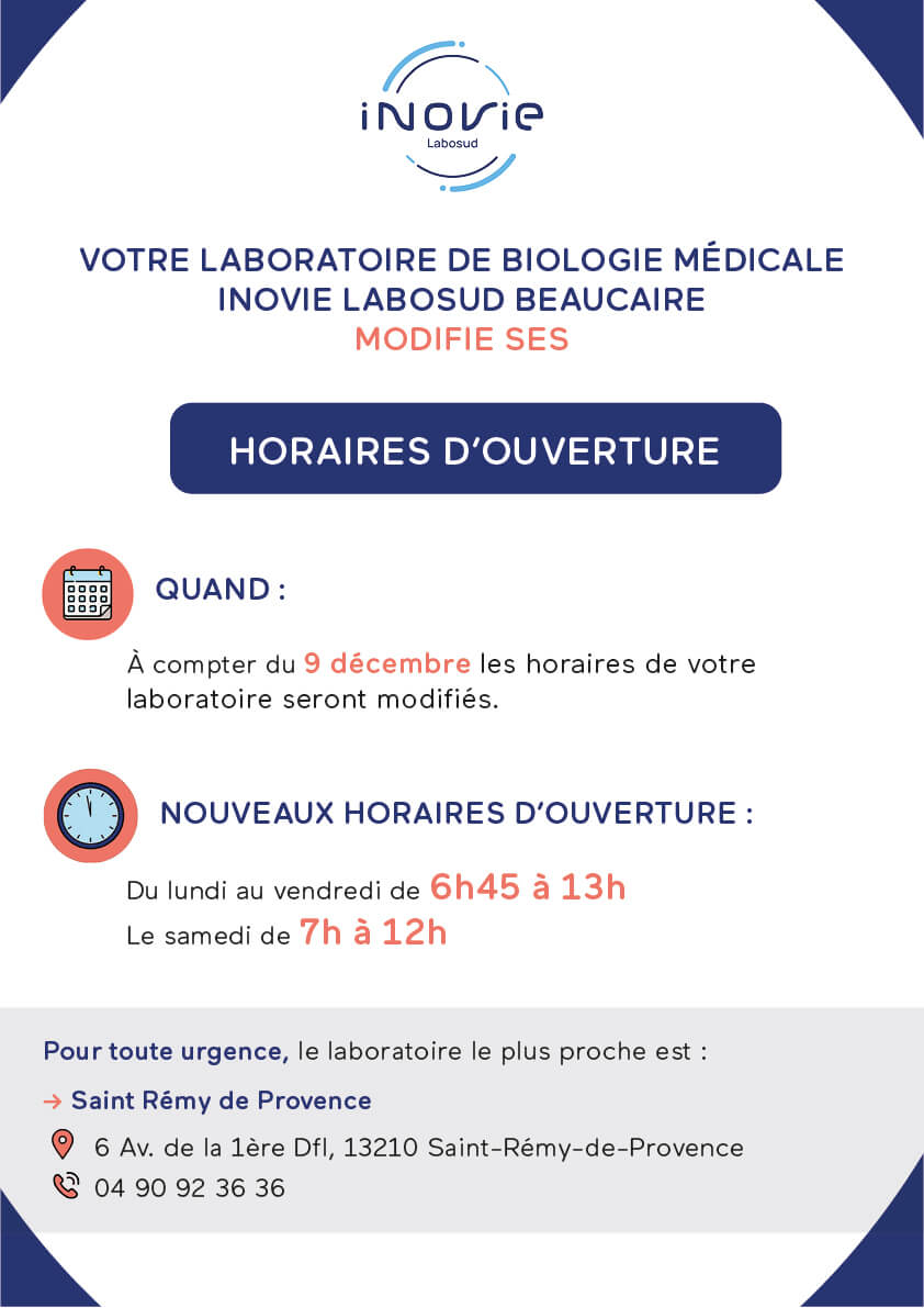 Modification horaire : INOVIE Labosud Beaucaire – INOVIE +me